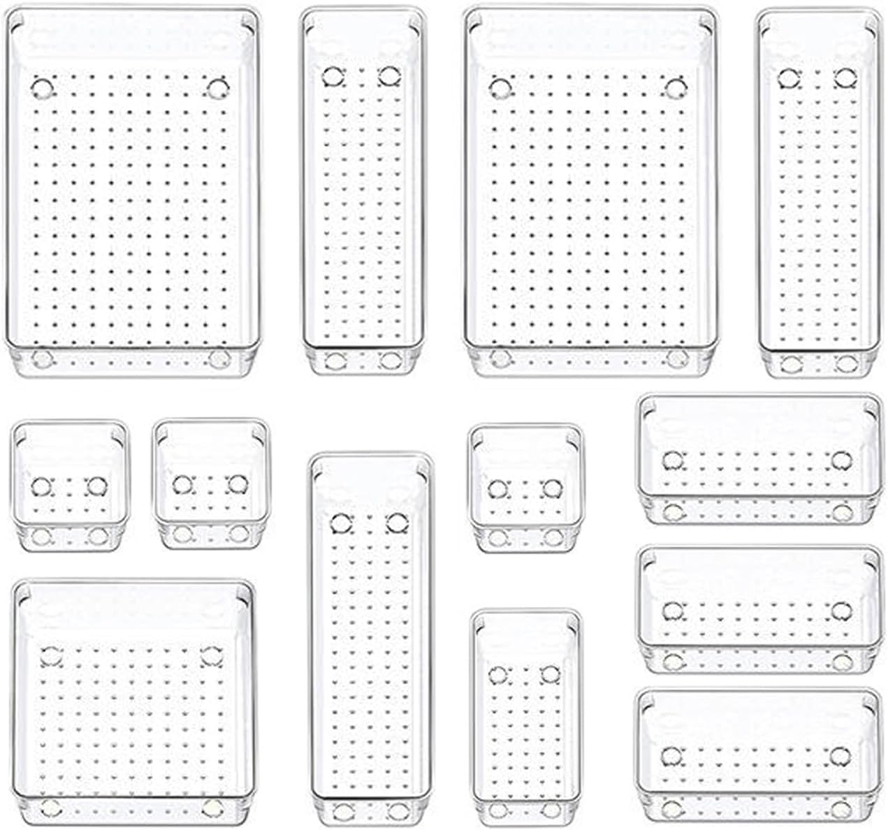 Amazon.com: DMDFAN 13 PCS Clear Plastic Drawer Organizers Set, 5-Size ...
