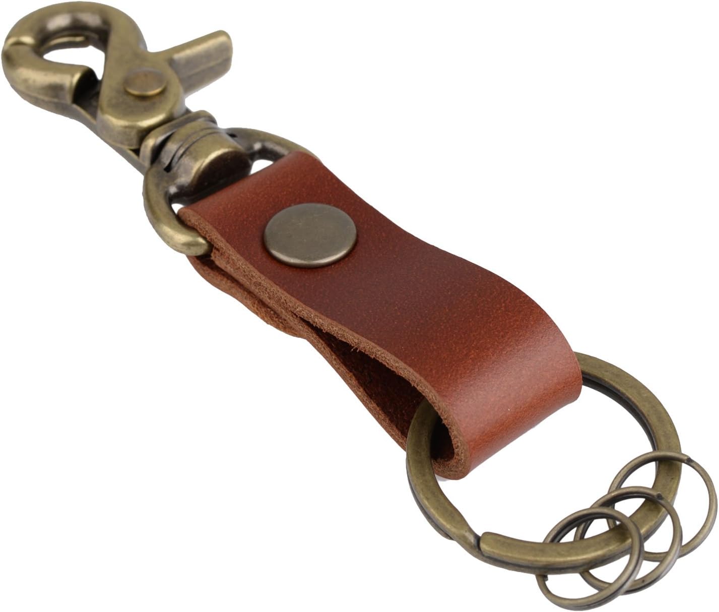 Richbud Genuine Leather Keychain Fob Scissor Swivel Hook Snap Solid ...