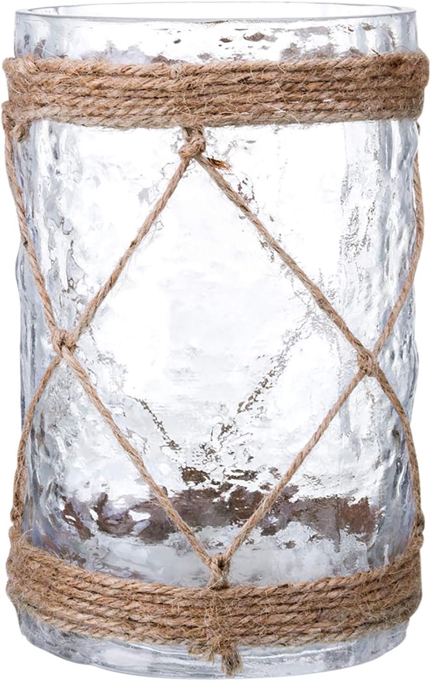 Amazon.com: Diamond Star Rustic Glass Vase Decorative Cylinder Vase ...