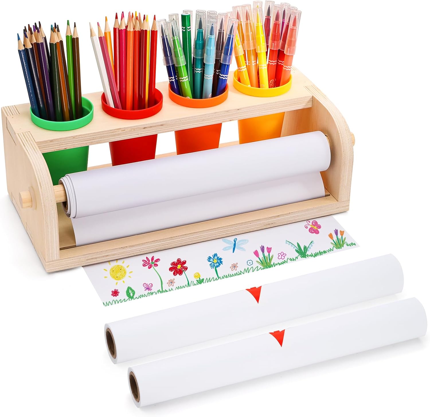 Amazon.com: Nagpew Wood Tabletop Paper Roll Dispenser, Drawing Paper ...