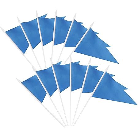 Amazon.com : 12 Pack Blue Pennant Flags Small Mini Hand Held Solid ...