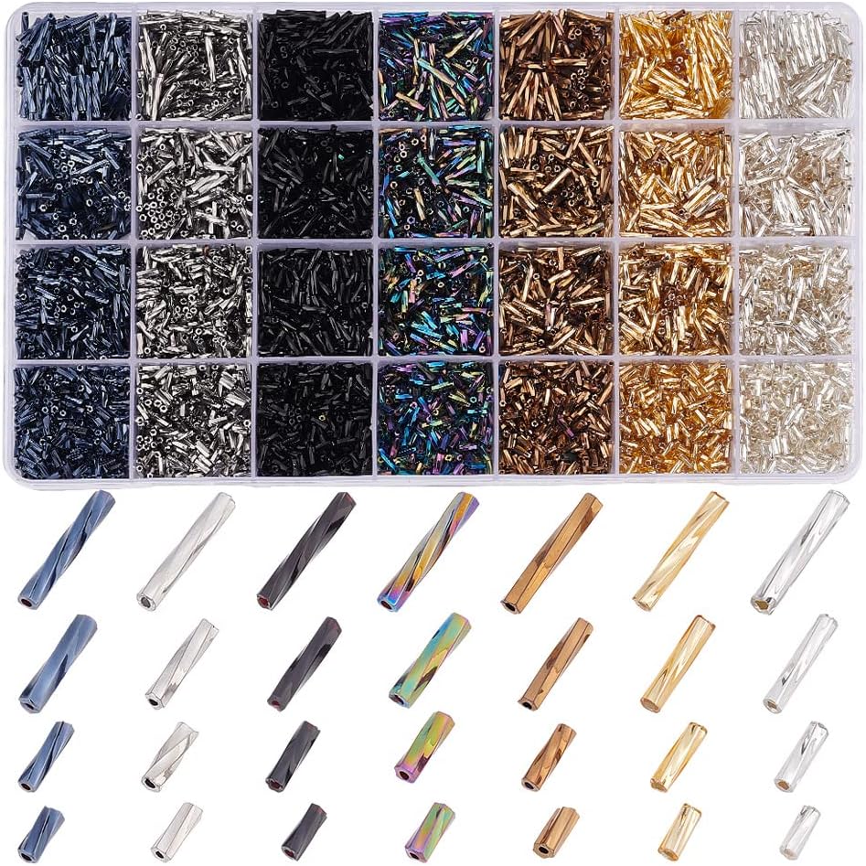 Amazon.com: PH PandaHall 6300pcs Glass Bugle Beads 7 Colors Bugle Beads ...