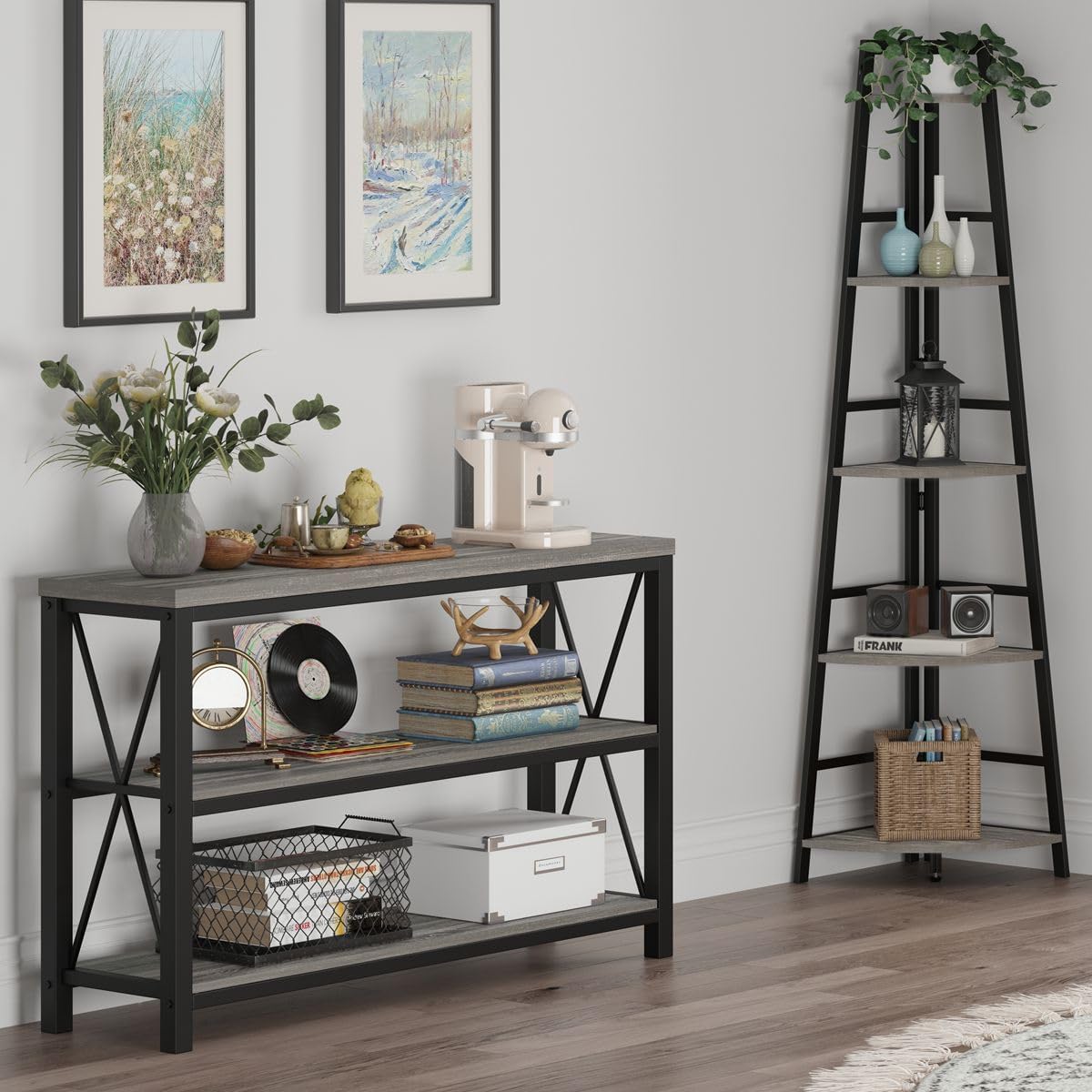 Amazon.com: BON AUGURE Industrial Console Table for Entryway with ...