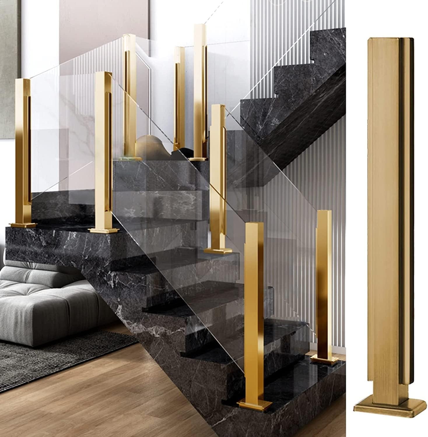 Amazon.com: Stair Handrails Glass Balustrade Posts Indoor Hallway ...