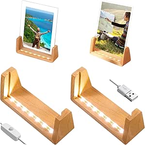Amazon.com: Yuqutum 2 Pcs Wooden LED Light Display Pedestal, 5 inch LED ...
