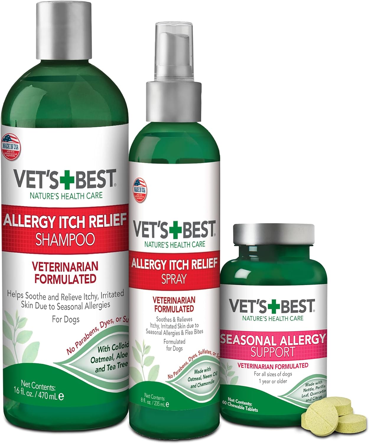 Amazon.com : Vet's Best Seasonal Allergy Kit | Soothes Dog Dry Skin ...