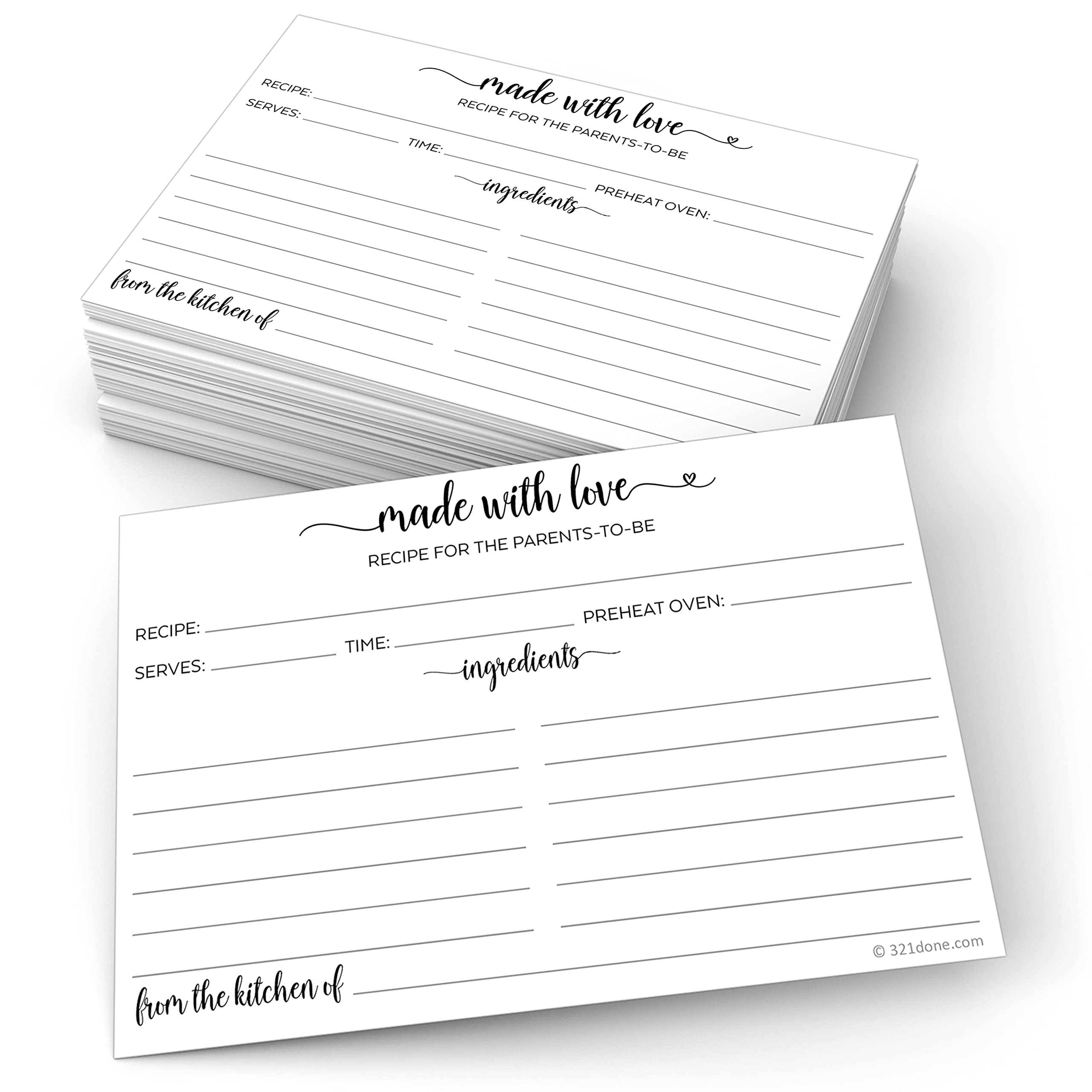Amazon.com: 321Done Recipe Cards for the Parents-To-Be (Set of 50) 4x6 ...