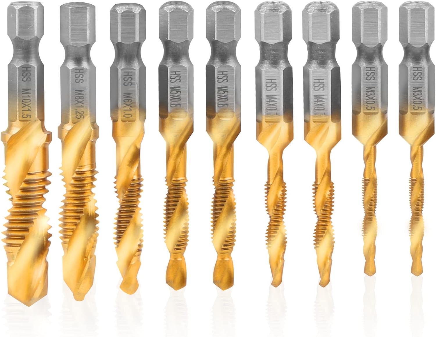 CPROSP Set 9 Punte per Filettatura e Sbavatura, Metrica M3-M10 con ...