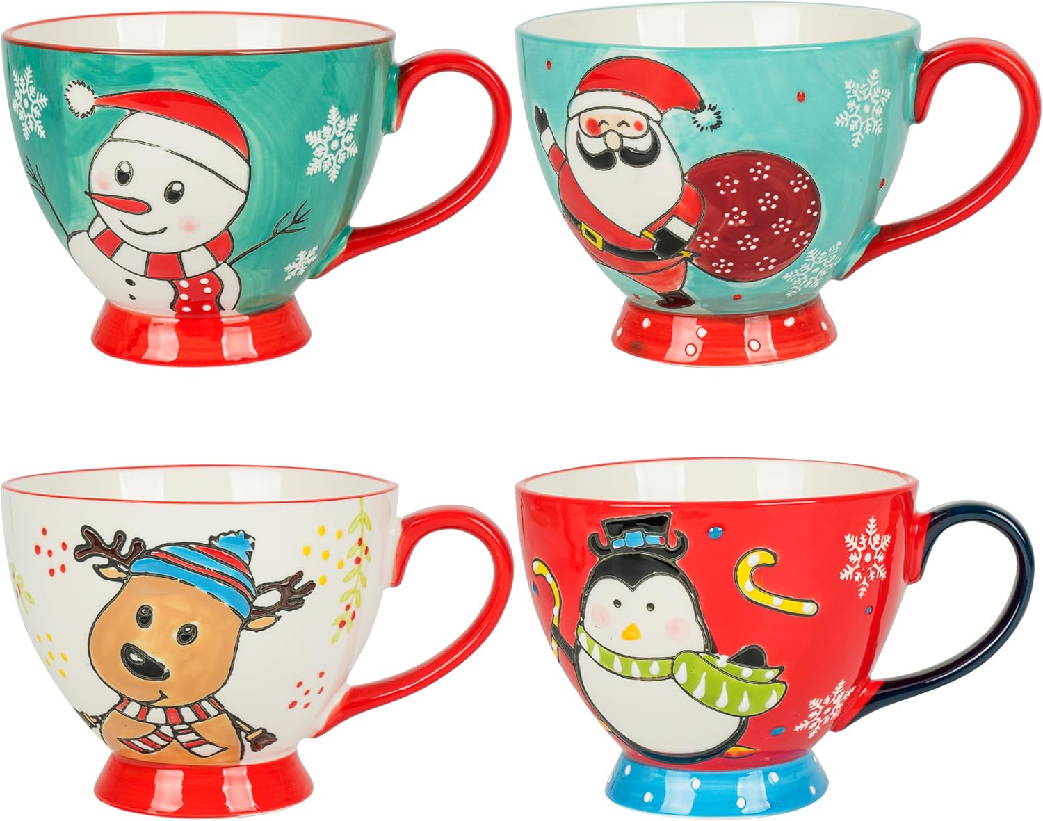 Amazon.com: 17.5 Oz Jumbo Christmas Coffee Mug Set of 4, Cute Ceramic ...