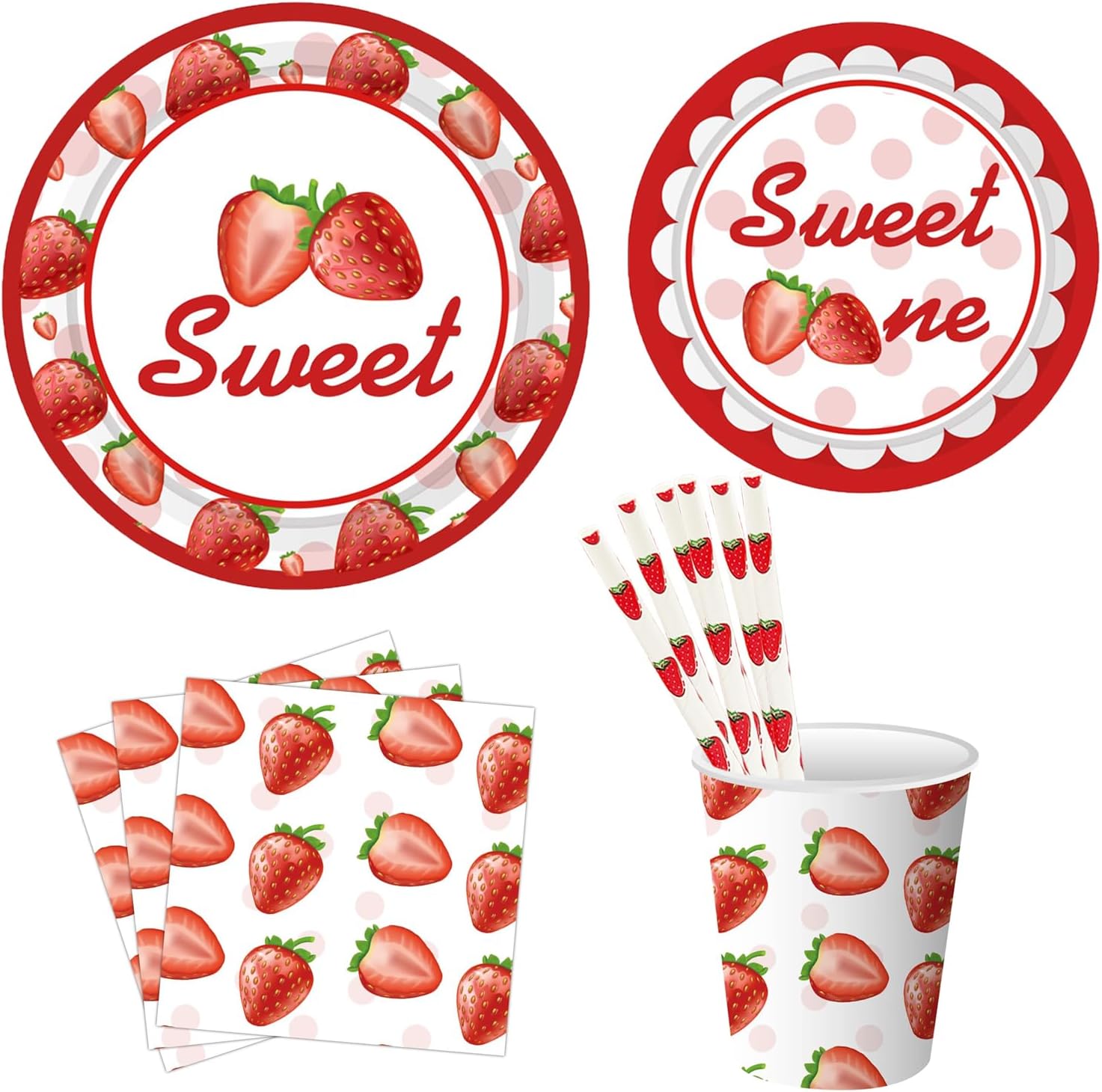 Amazon.com: Strawberry Tableware Sets,Party Plates Napkins Summer Fruit ...