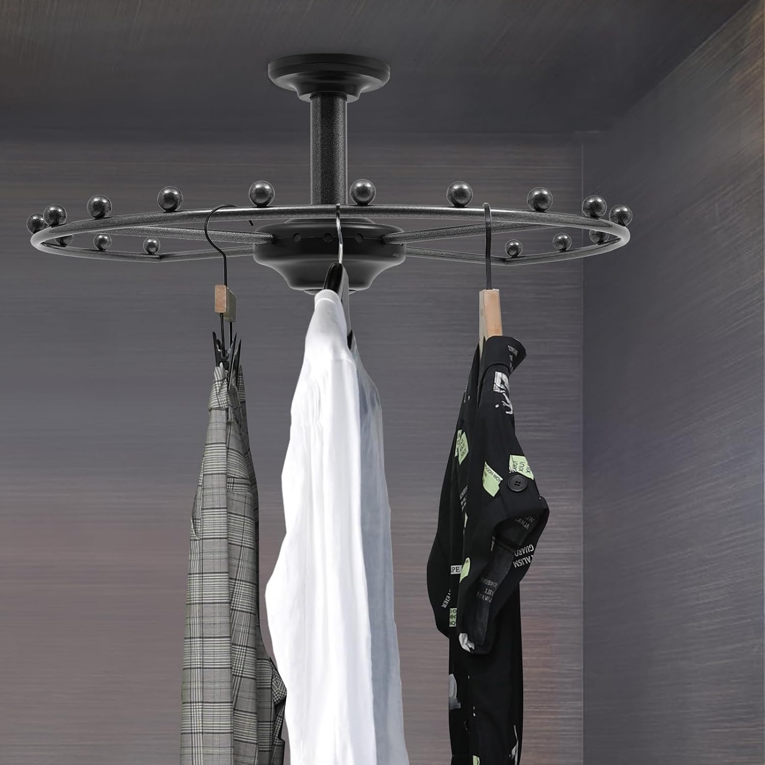 Amazon.com: 360° Rotating Round Closet Rod, Heavy Duty Clothes Hanger ...