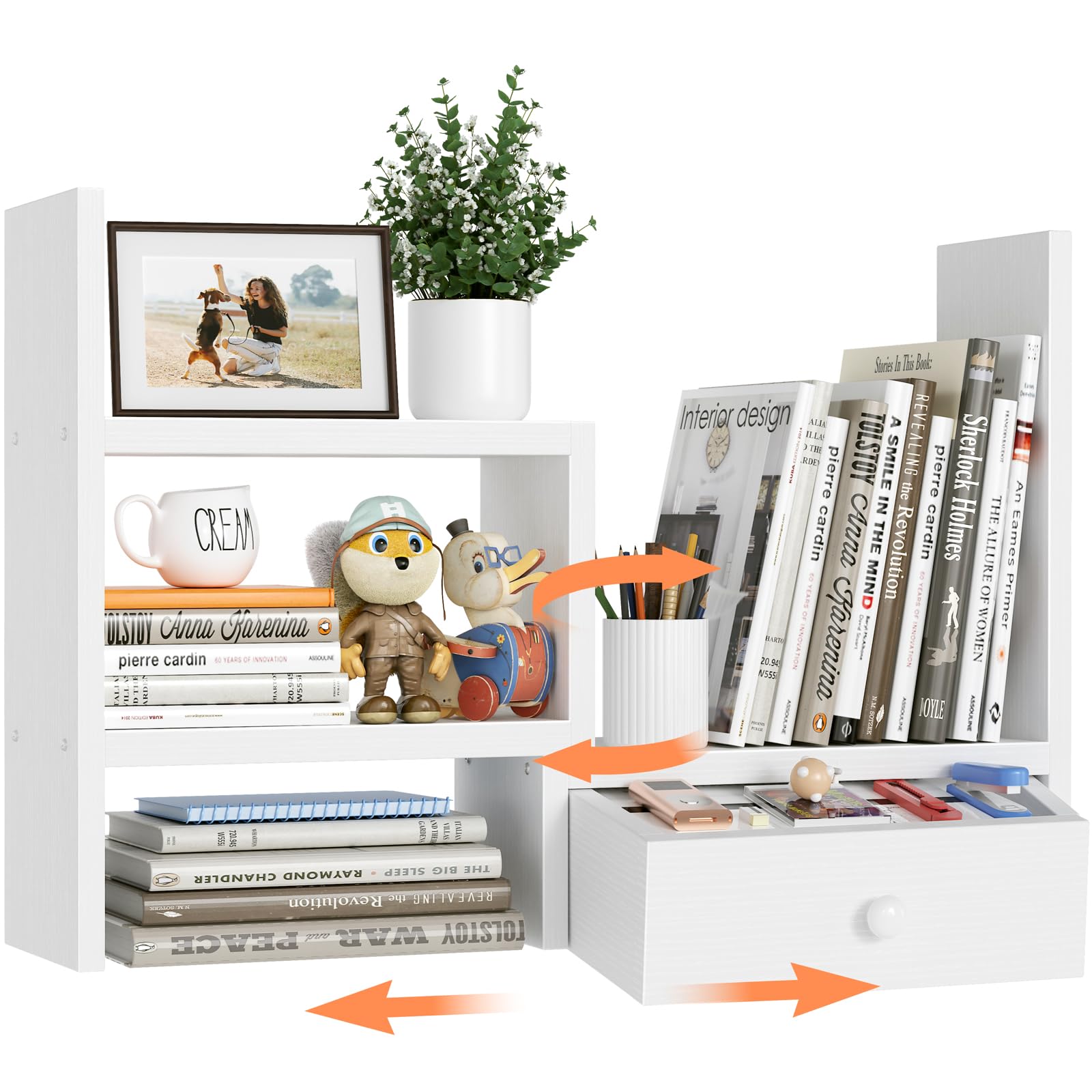 Amazon.com: NUTIKAS Desk Organizer Shelf White - Desk Shelf for Top of ...