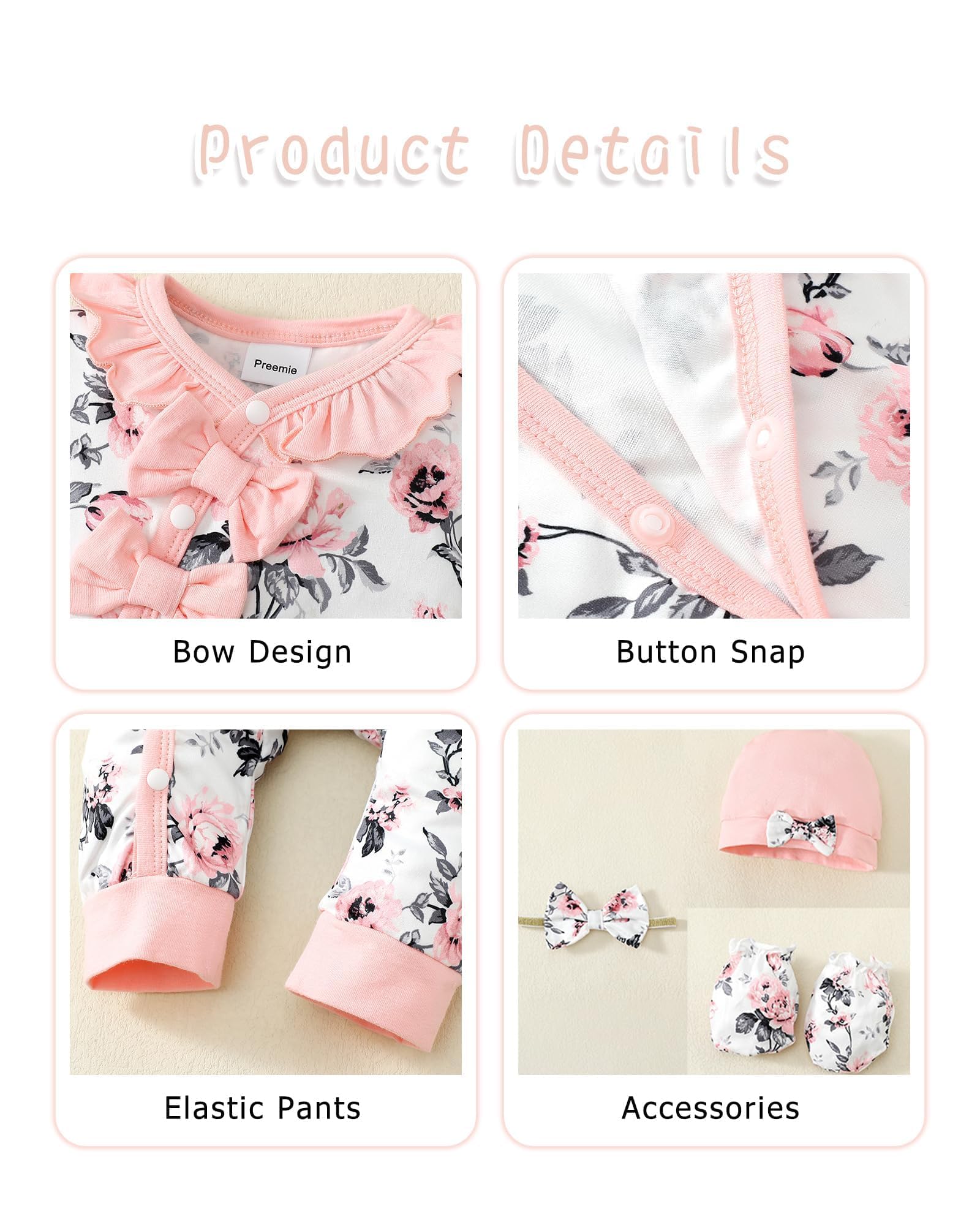 Snapklik.com : Preemie Baby Girl Clothes Long Sleeve Button Snap ...