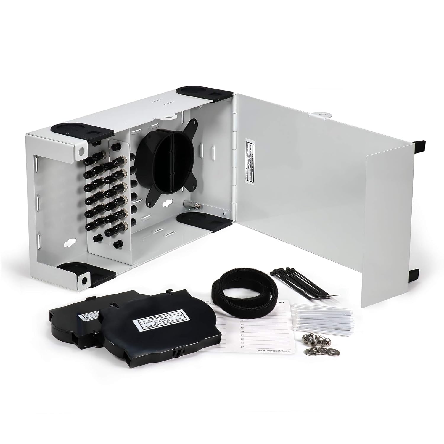 Amazon.com: Fiber Optic Patch Panel, Wall Mount, Includes 2 ST Adapter ...