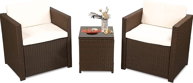FDW Patio Furniture Sets 3 Pieces, Porch Furniture Bistro Chair Talk ...