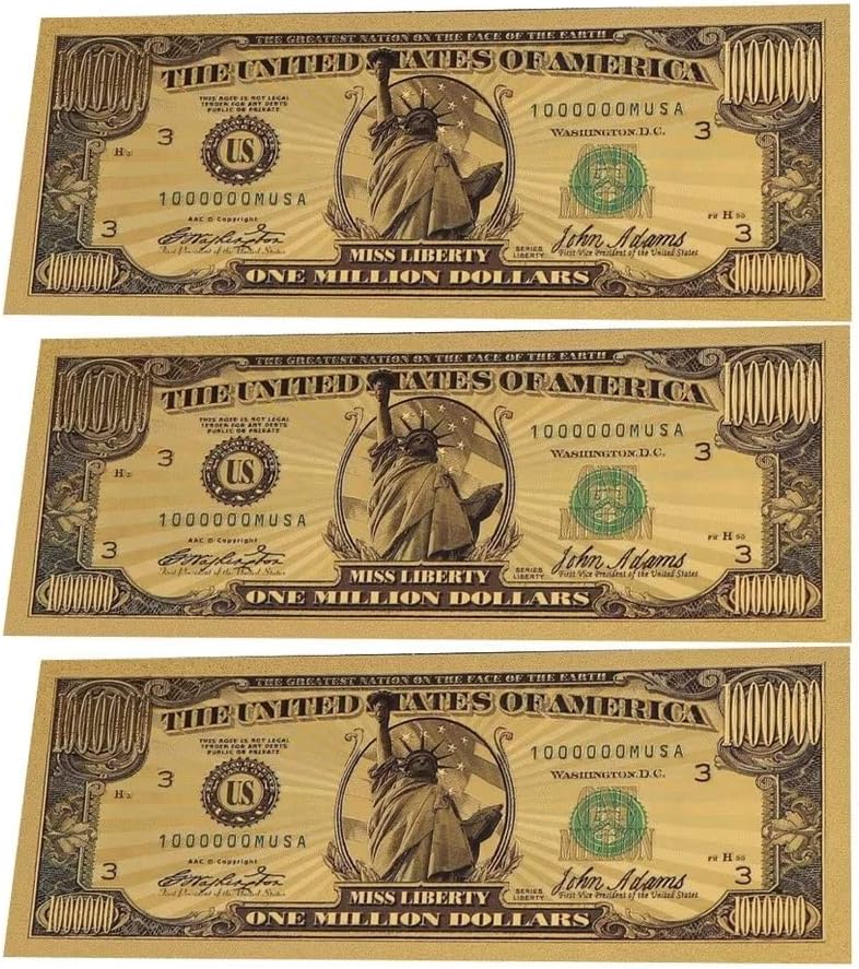 Amazon.com : 3pc One Million Dollar Bills, Colored Bill Collectible ...