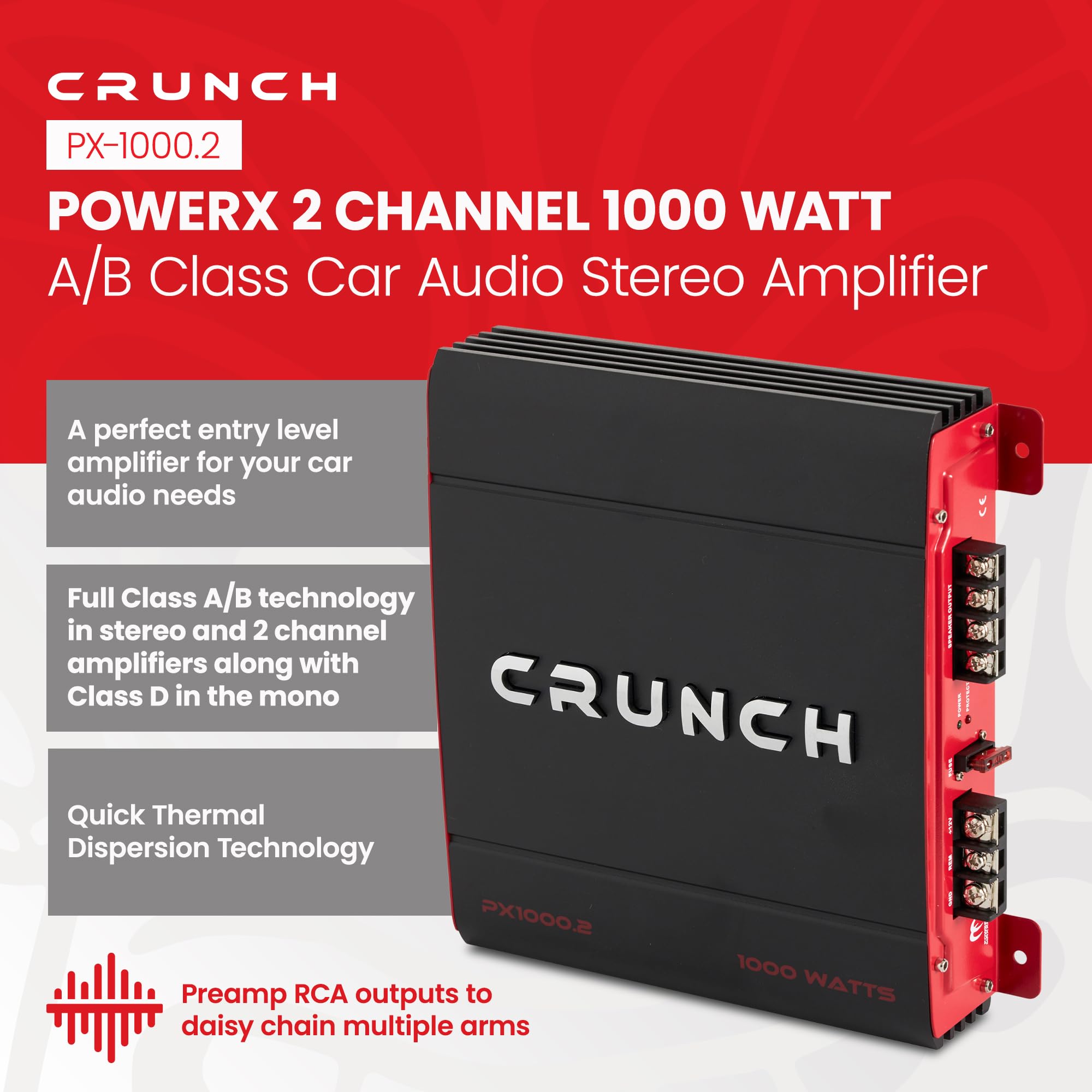 Snapklik.com : Crunch 4 Channel And 2 Channel 1000W Amp A/B Class Car ...