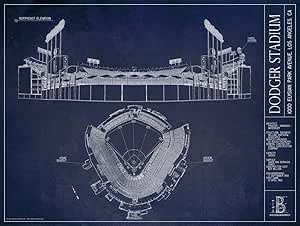 Amazon.com: Dodger Stadium Blueprint Style Print (Unframed, 18" x 24 ...