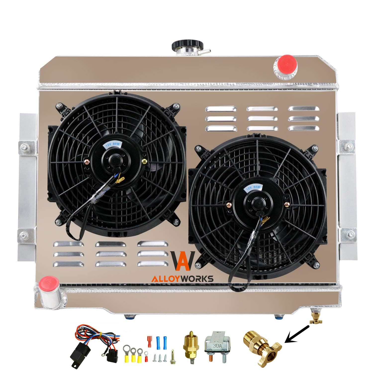 Amazon.com: ALLOYWORKS Full Aluminum Radiator Shroud Fan Relay Kit Fits ...