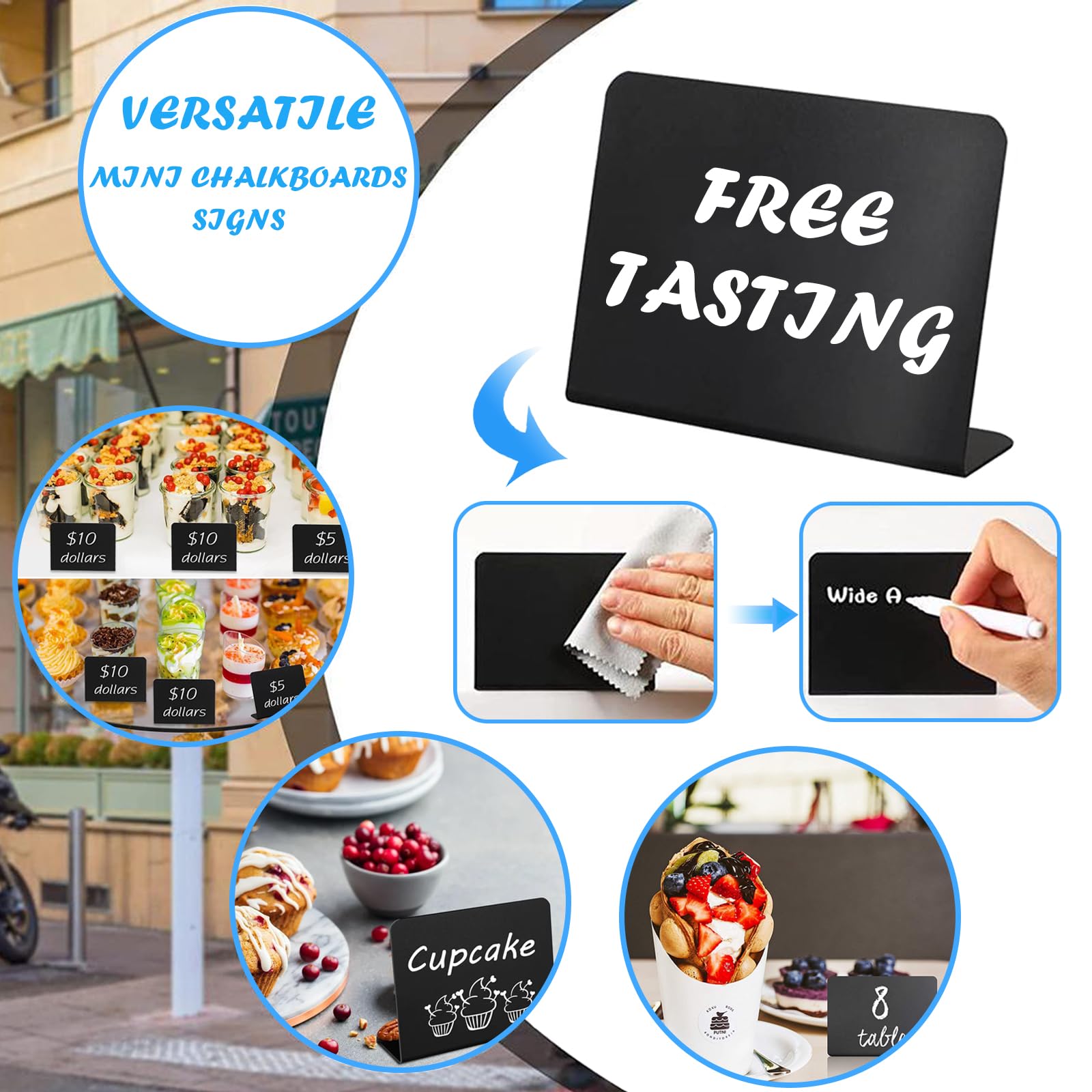 Snapklik.com : 50 Pack 4"x3" Mini Chalkboard Signs For Food, L-Sharp ...