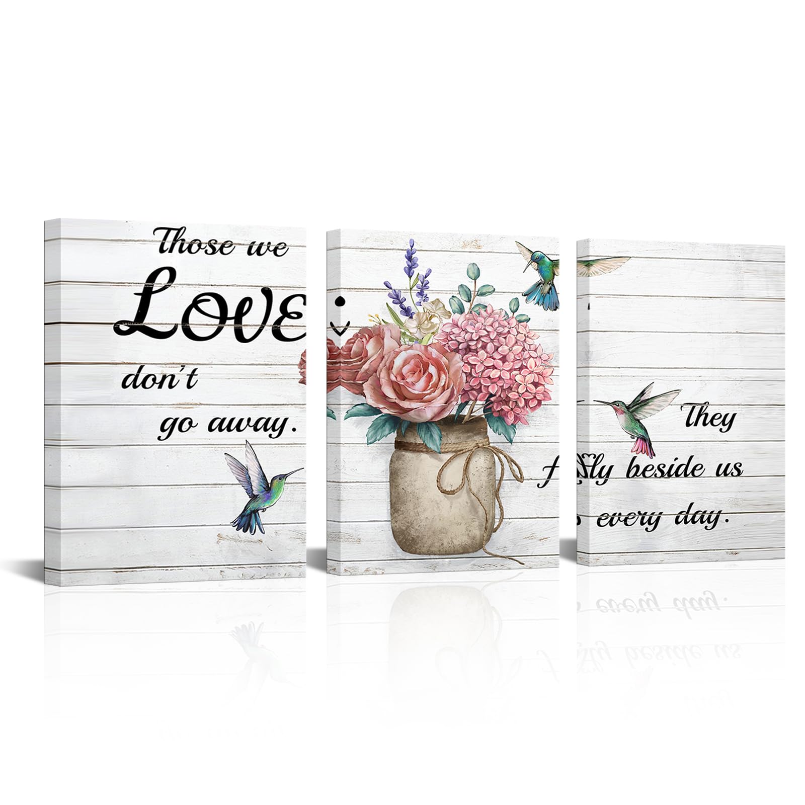 Amazon.com: Biuteawal 3 Pieces Rustic Floral Wall Art Countryside Pink ...