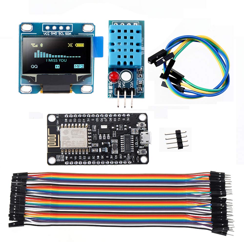 Buy BliliDIY Wifi Esp8266 Starter Kit Iot Nodemcu Wireless I2C Oled Display Dht11 Temperature ...