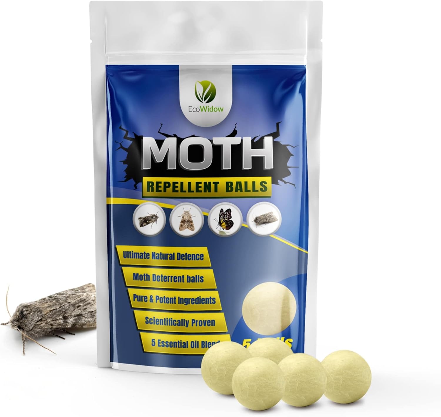 Ecowidow Moth Repellent Balls-5 Pack Super Strength Lavender, Cedarwood ...