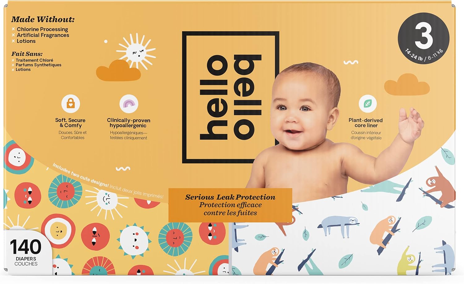 Hello Bello Disposable Diapers, Sunny Side Up & Sleepy Sloths Print ...
