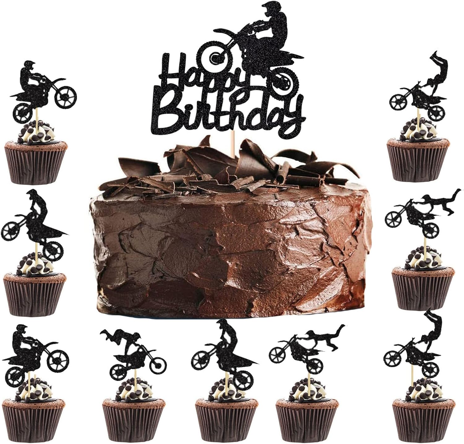 Amazon.com: 31 Pieces Motorcycle Cake Topper Motorcycle Cupcake Toppers ...