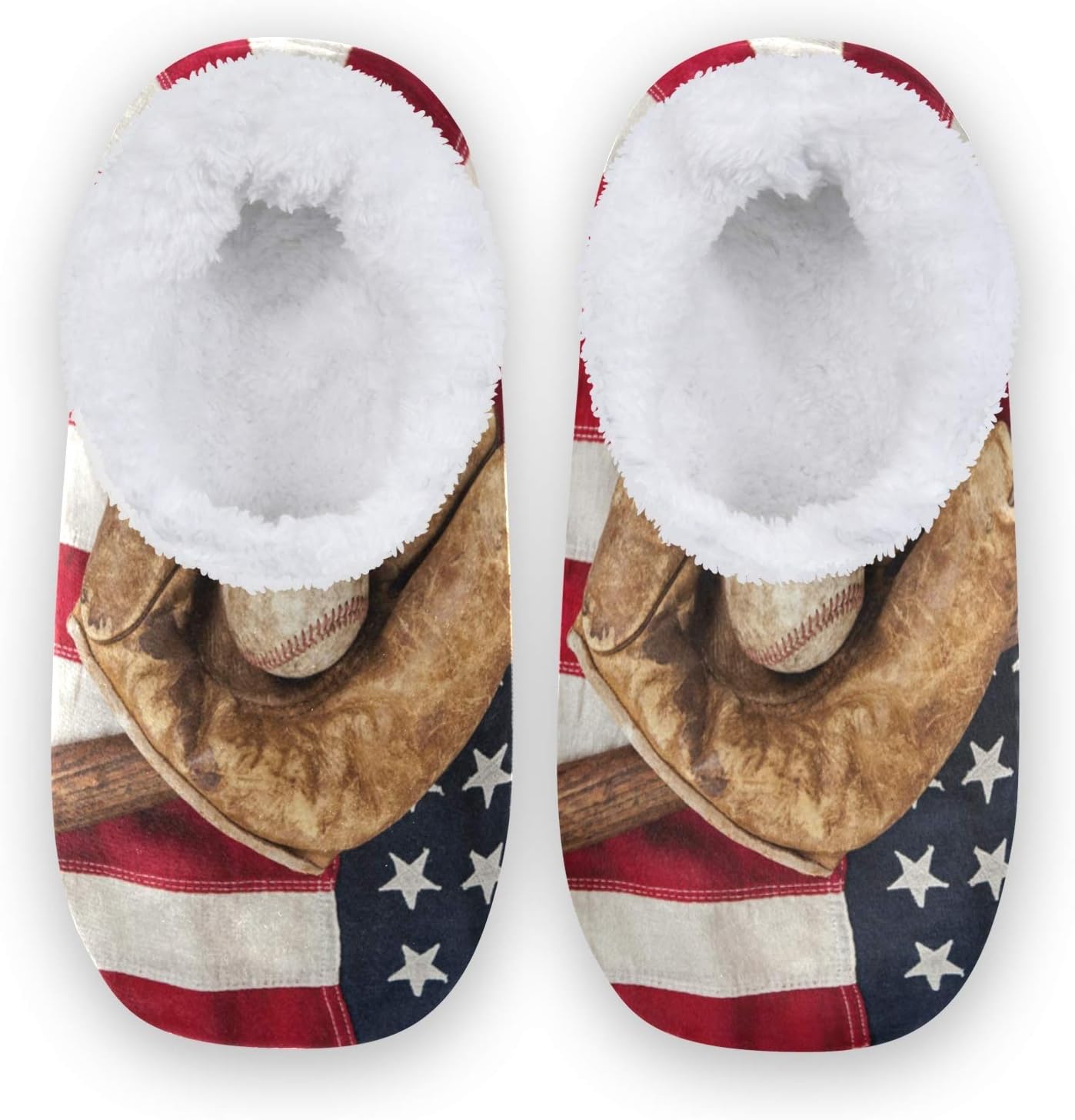 Amazon.com | Linomo USA American Flag Baseball Slippers for Women ...