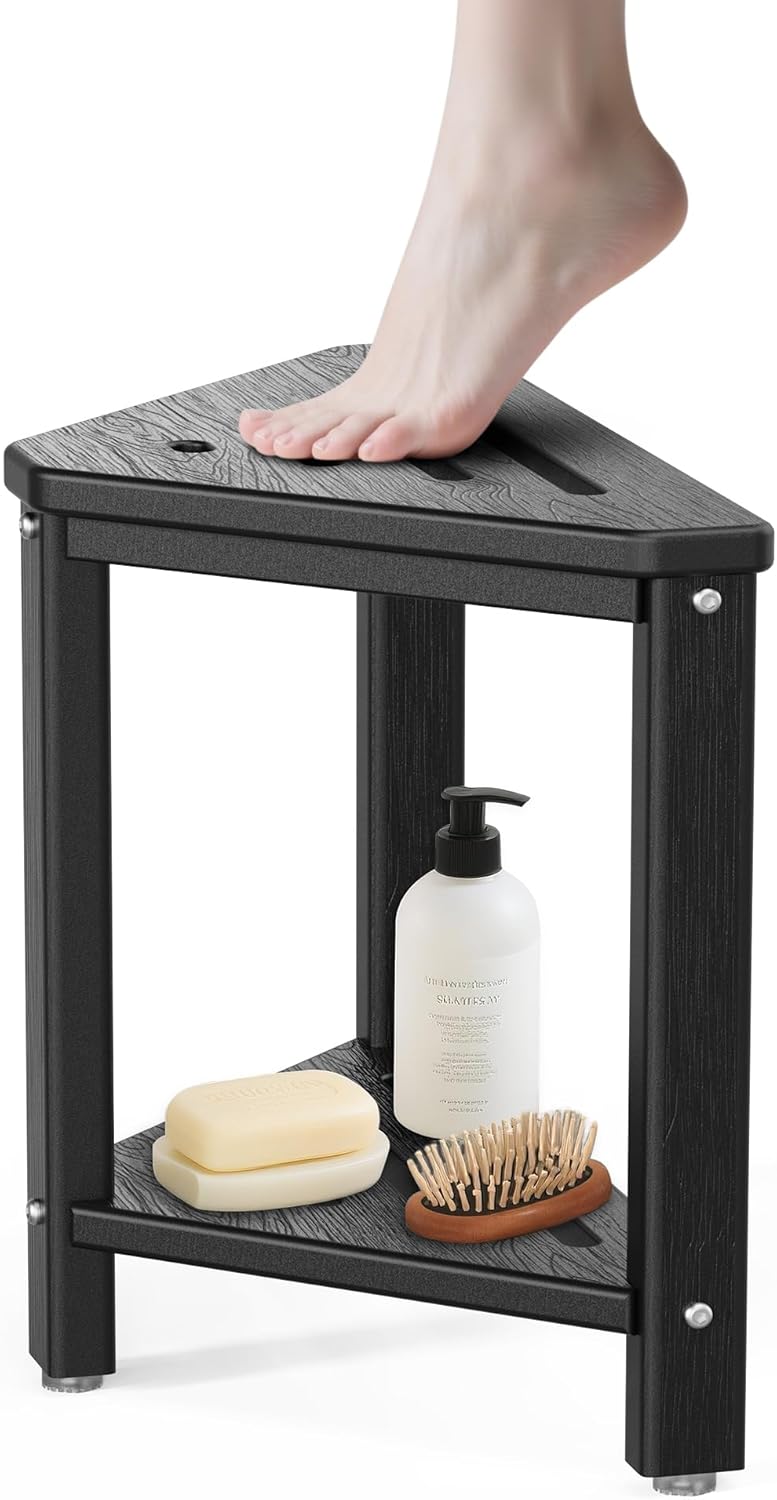 Amazon.com: Shower Foot Rest 15in, HDPE Waterproof Shower Stool for Inside Shower, Corner Shower ...