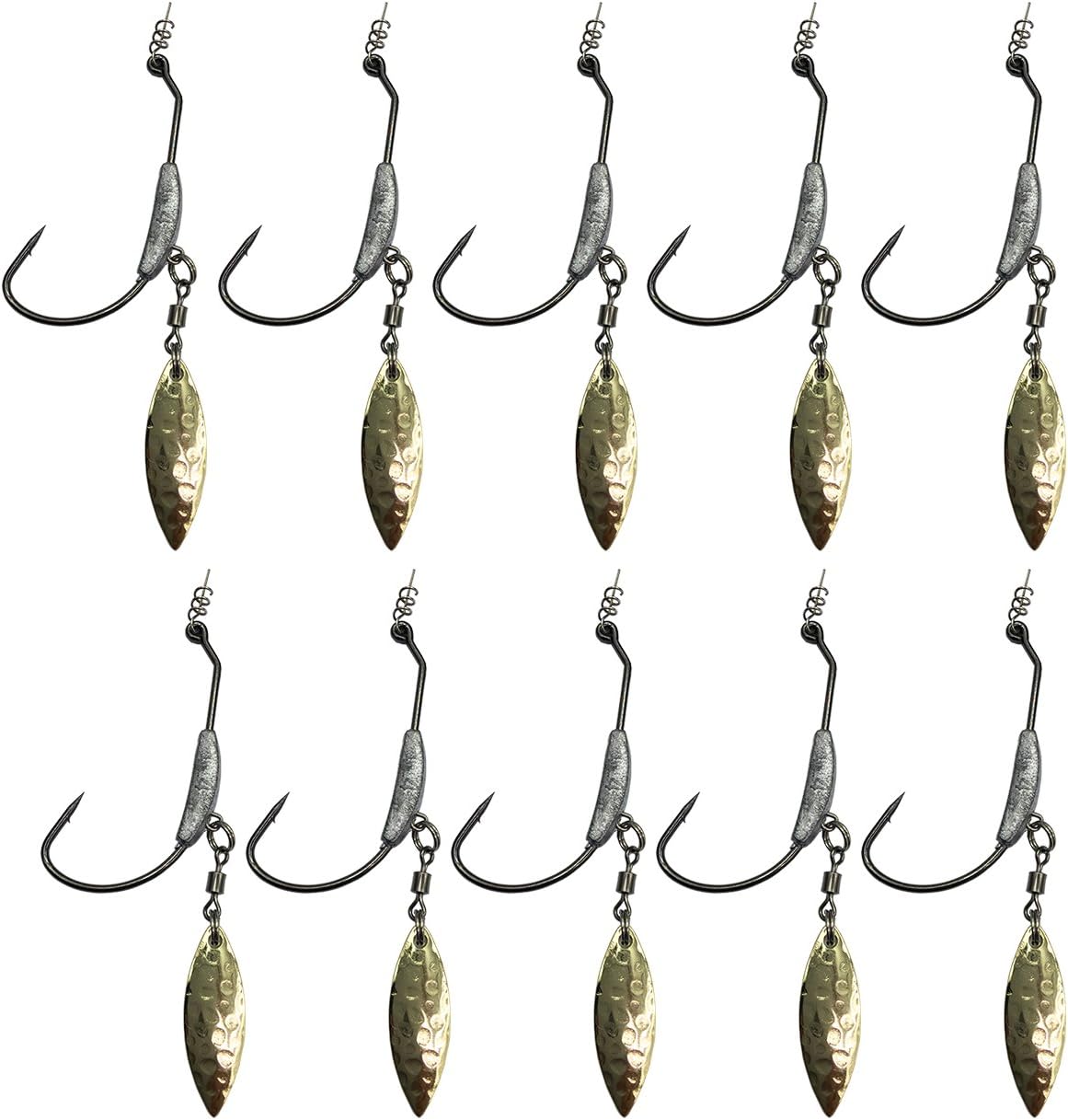 Amazon.com : wild.life 10PCS/Weighted Hook with Twist Lock Silver ...