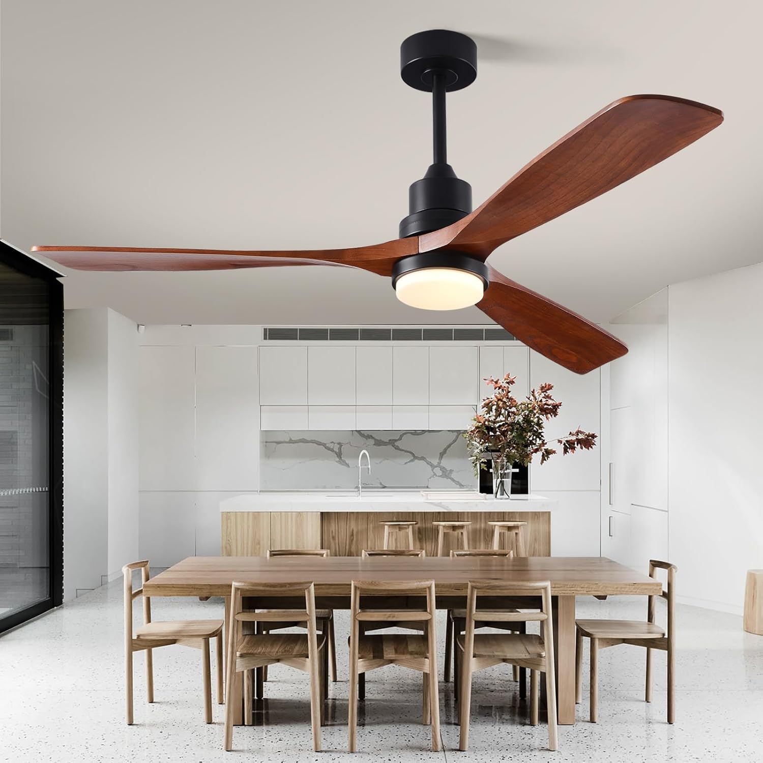 Amazon.com: FXZZ 60" Wood Ceiling Fans with Lights and Remote, Quiet ...