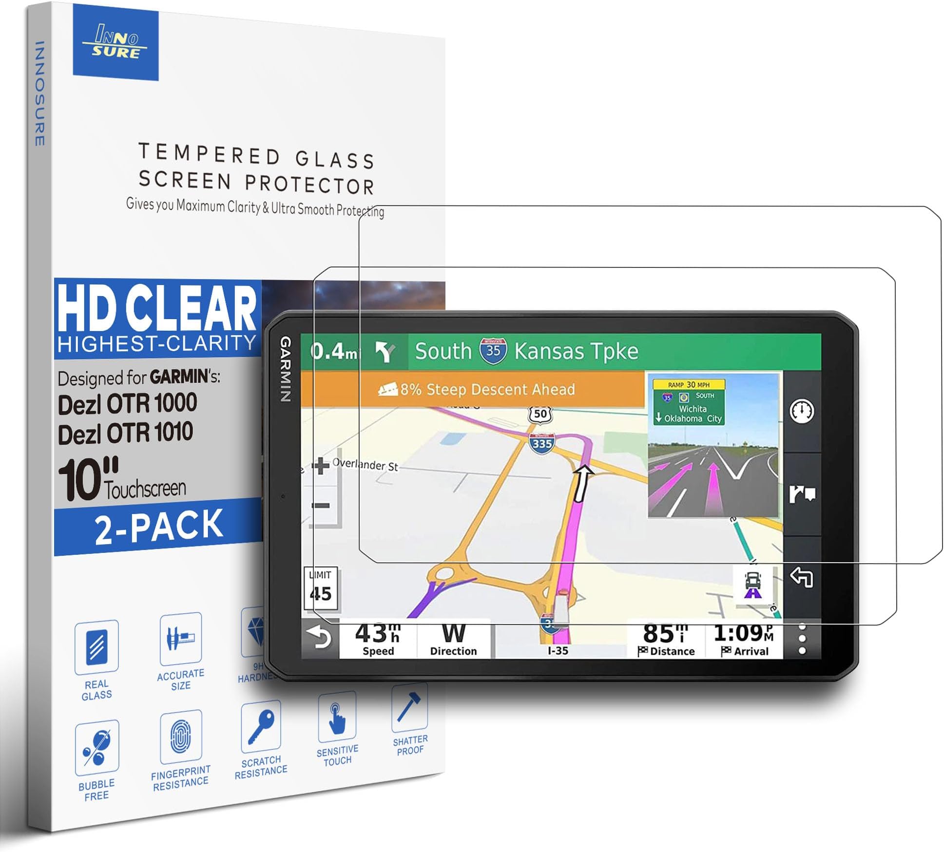 Amazon.com: INNOSURE [2-PACK] for Garmin Dezl OTR1000, OTR1010, OTR1020 ...