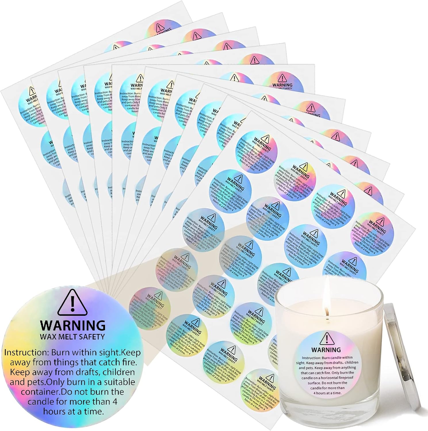 Wendergo 200 Pcs Candle Warning Label Stickers, Self-Adhesive Sticker ...
