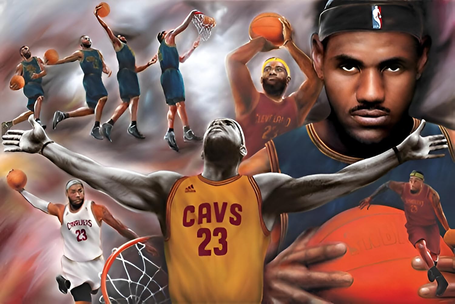 Amazon.com: BUY ART FOR LESS Officially Licensed Lebron James - Collage ...