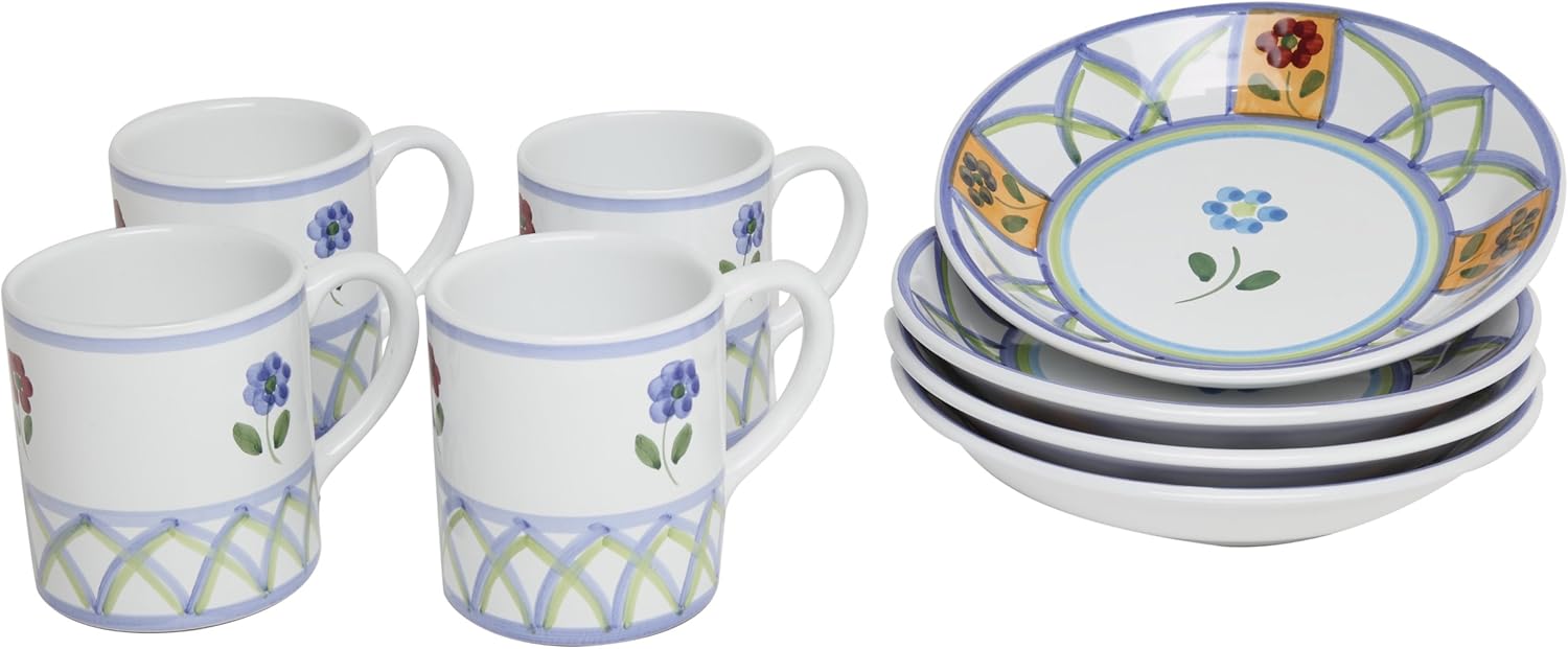Amazon.com | Caleca Gazebo 8-Piece Mug and Soup Bowl Set, Service for 4 ...