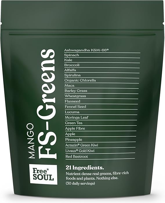 Free Soul Greens - 21 Advanced Greens, Superfoods, and Adaptogens Including KSM-66® Ashwagandha ...