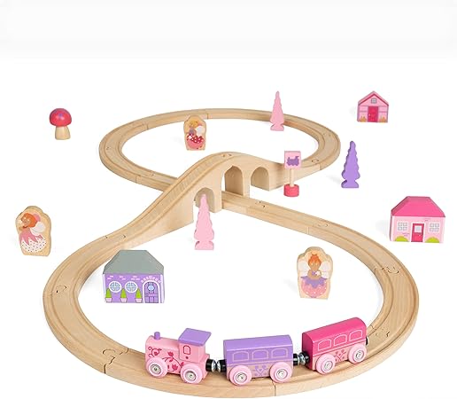Amazon.com: Bigjigs Rail Fairy Figure of Eight Train Set - 35pc Pink ...
