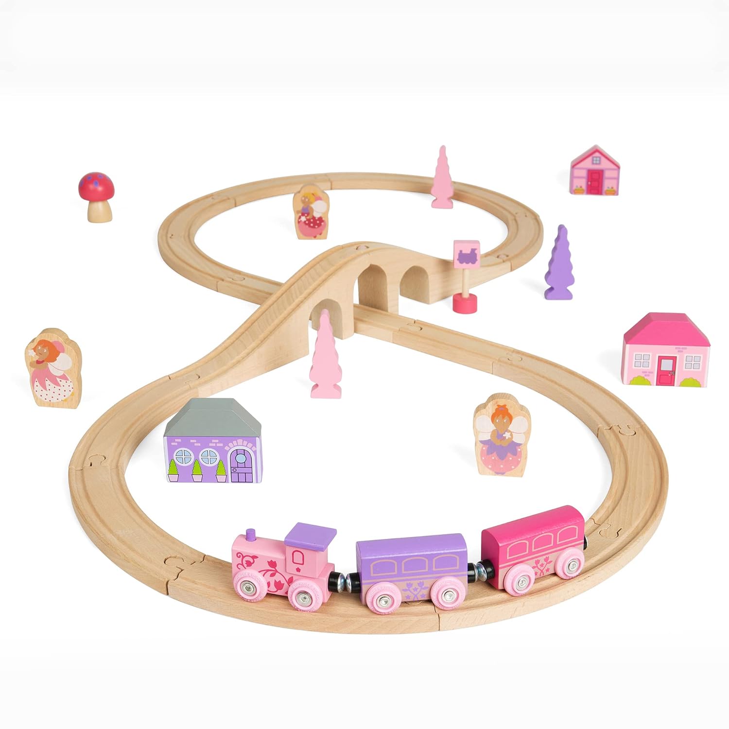 Buy Bigjigs Rail Wooden Fairy Figure of Eight Train Set - 40 Play ...