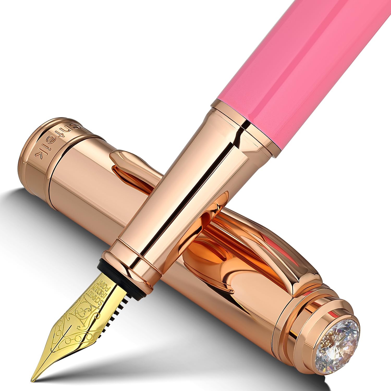 Amazon.com : MCNTEIK Pink Fountain Pen, 8mm Brilliant diamond, Schmidt ...
