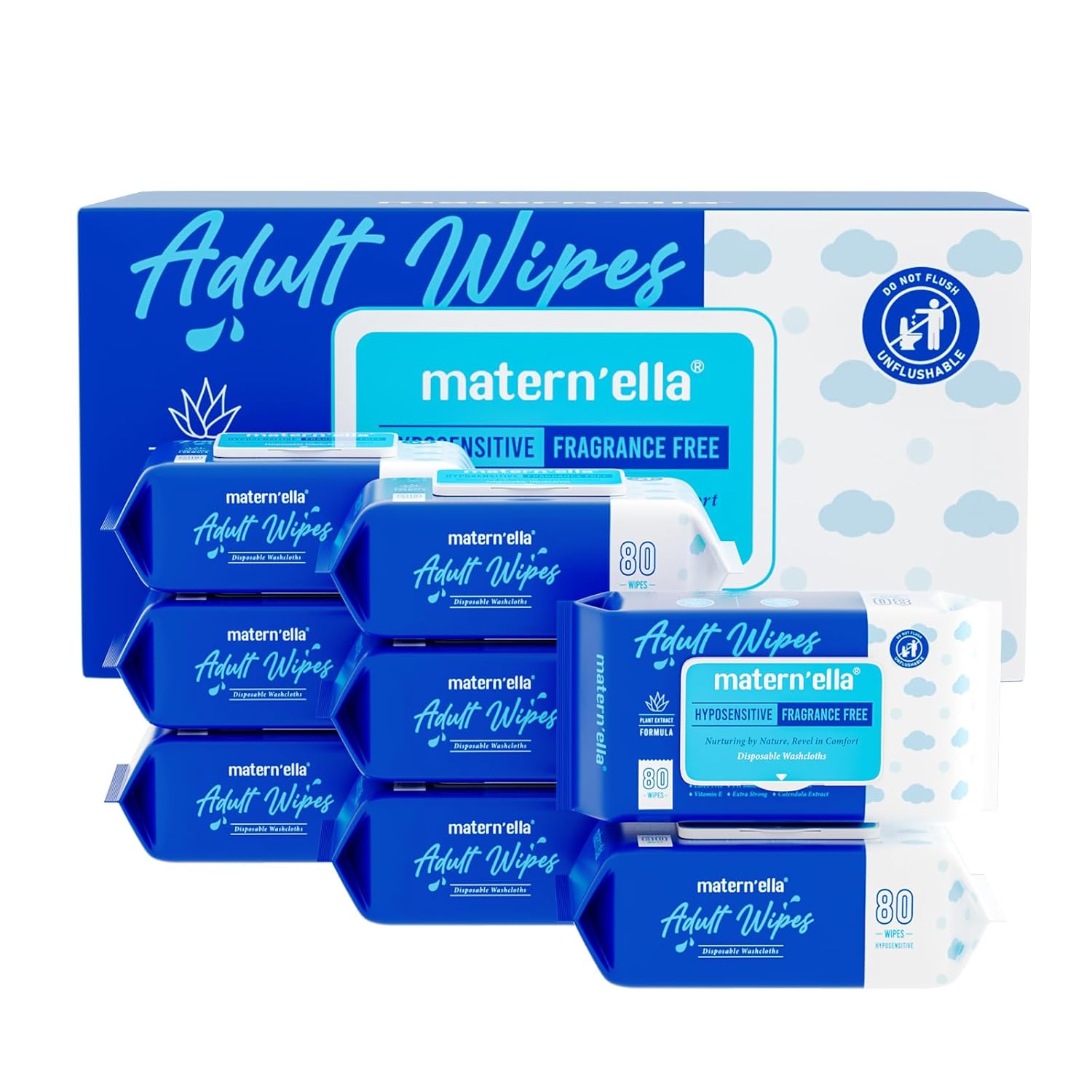 Amazon.com : MATERN'ELLA Adult Wet Wipes, Cleansing Wash Cloths for ...
