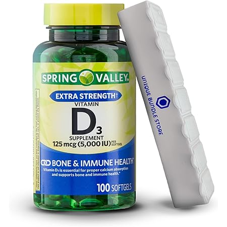 Amazon.com: Spring Valley, Vitamin D3 Softgels, Vitamin D3 5000 IU, 100 ...