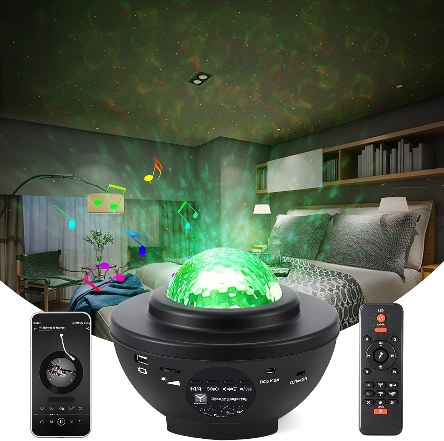 Galaxy Projector Light, 3 in 1 Star LED Night Light, Ocean Wave ...