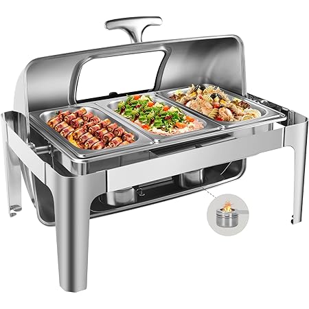 Amazon.com: Amhier 9 Qt Chafing Dish Buffet Set with Visible Roll Top ...