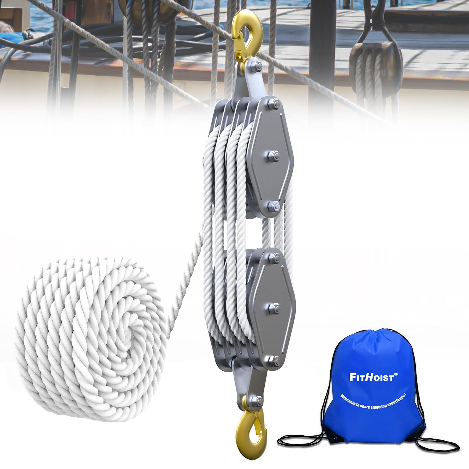 Quadruple Pulley Block And Tackle Pulley Block Twin Sheave Block And
