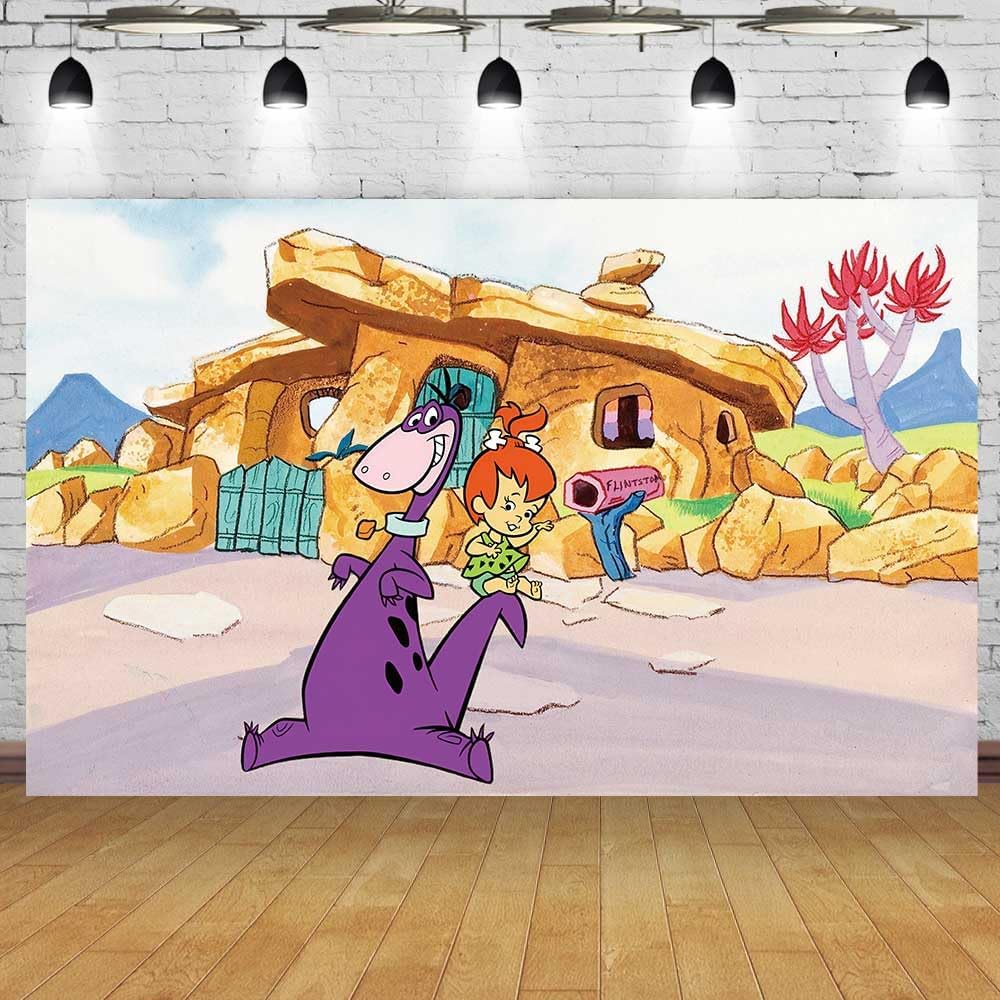 Amazon.com : 5 x 3ft Flintstones Backdrop Stone House Backdrop for ...