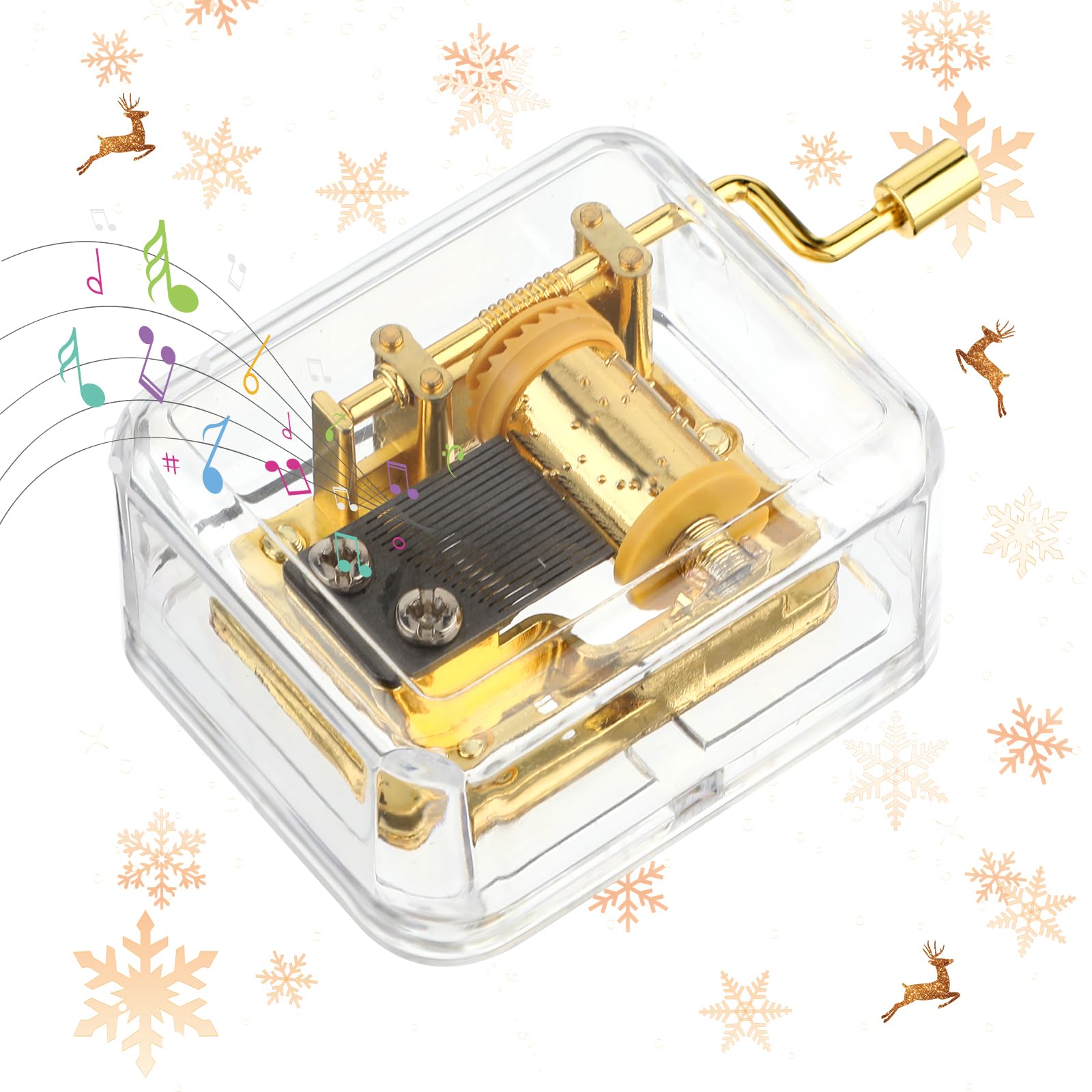 Amazon.com: Amaxiu Merry Christmas Music Box Gift, Acrylic Clear Hand ...