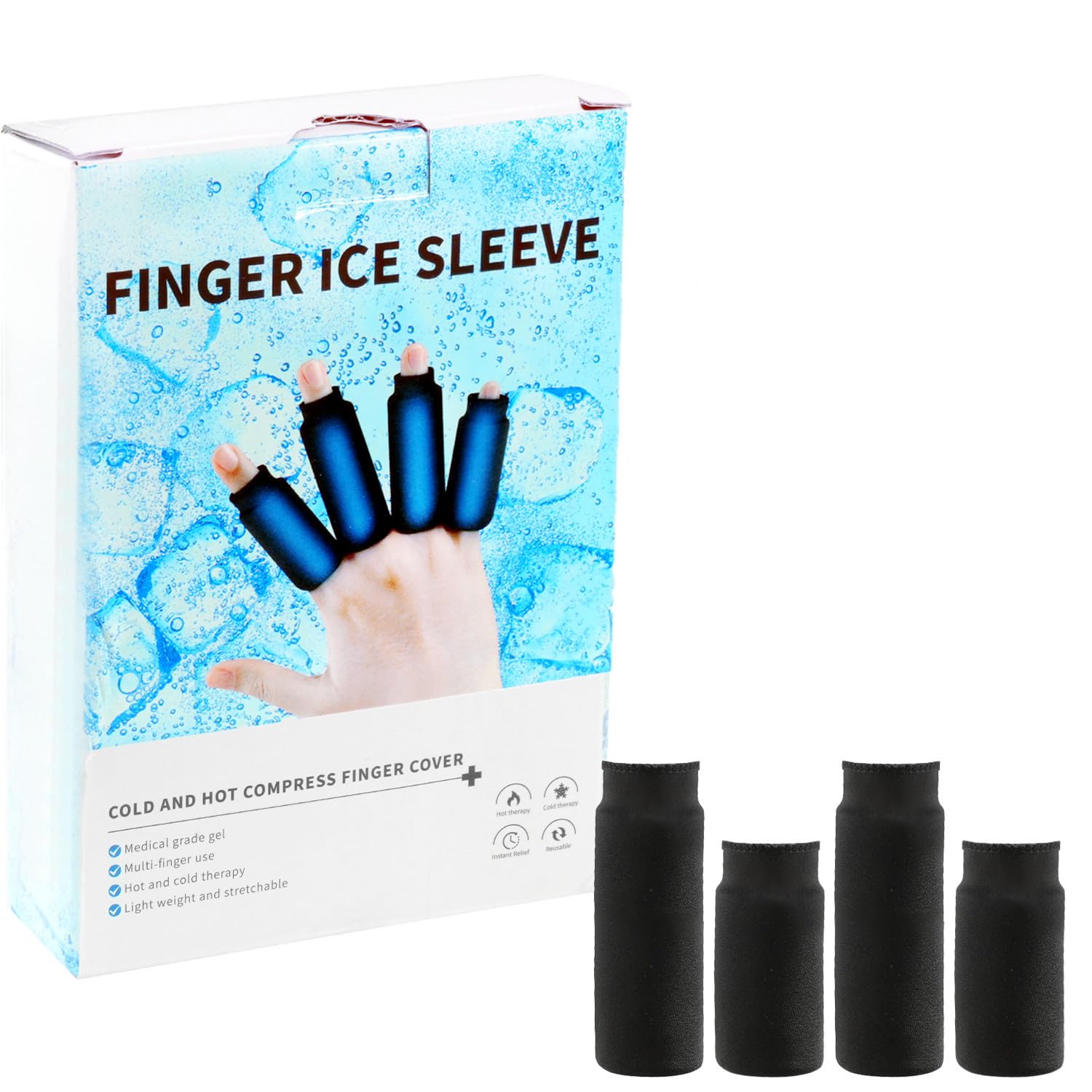 Sicotool Hand Finger Ice 4 Pack Sleeve Finger Compression Sleeve ...