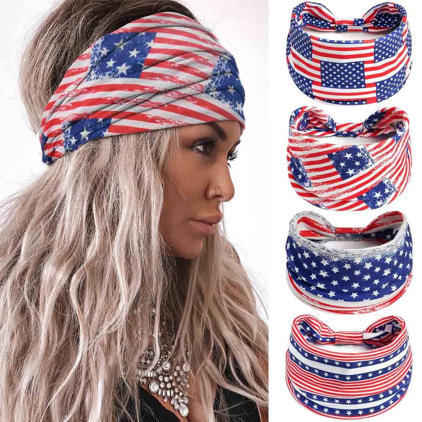 Amazon.com : Olbye 4th of July Headbands USA Patriotic American Flag ...